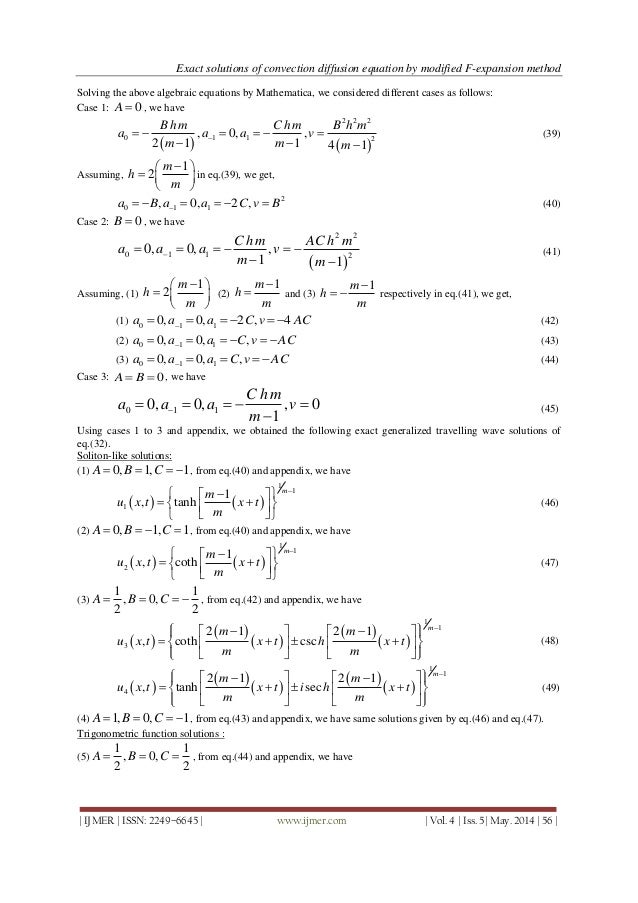 Exact Solutions Of Convection Diffusion Equation By Modified F Expan…
