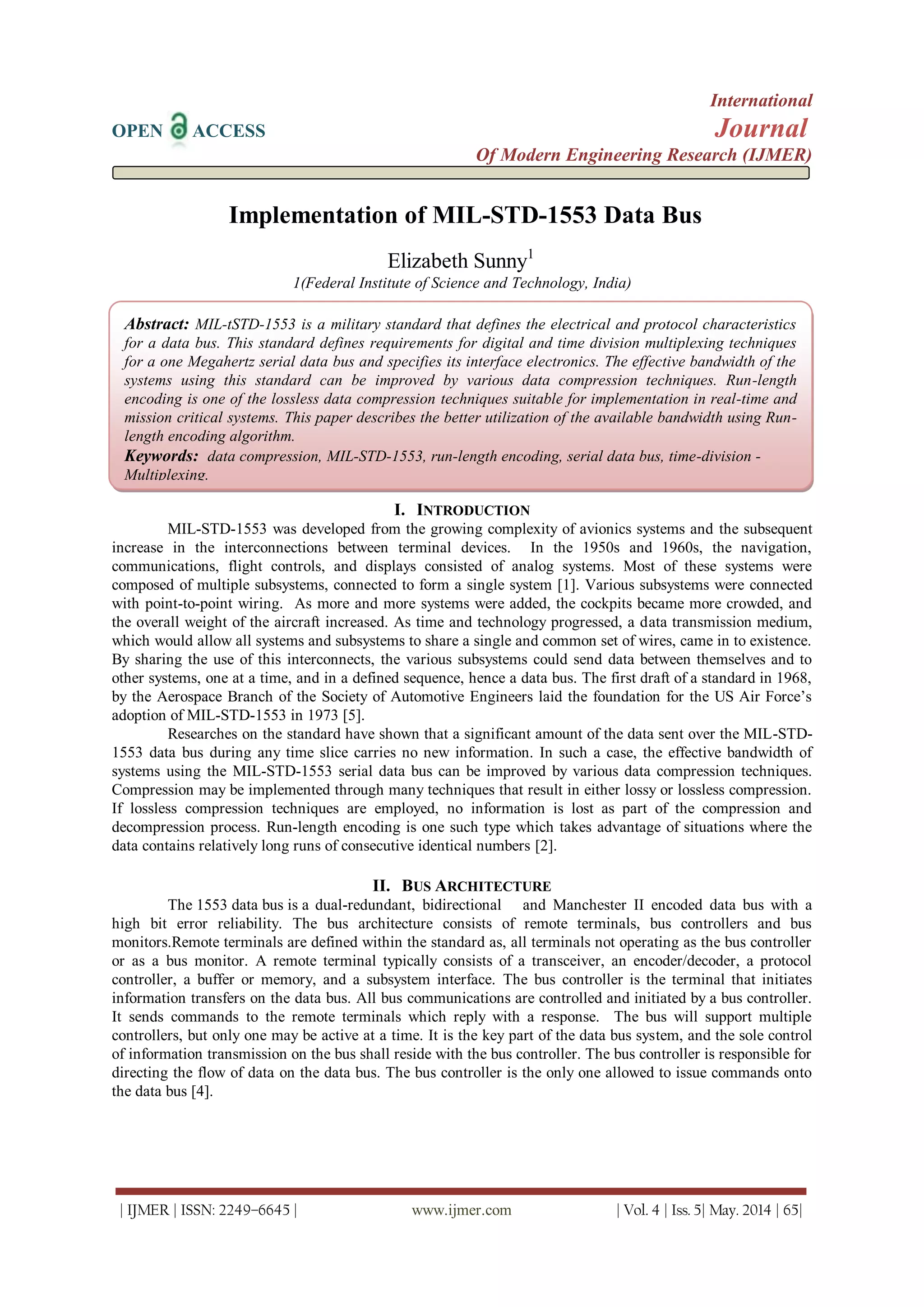 Implementation of MIL-STD-1553 Data Bus | PDF