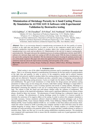 Minimization of Shrinkage Porosity in A Sand Casting Process By ...