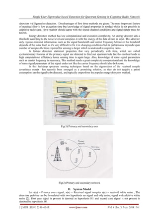 Single User Eigenvalue Based Detection For Spectrum Sensing In Cognitive Radio Network | PDF
