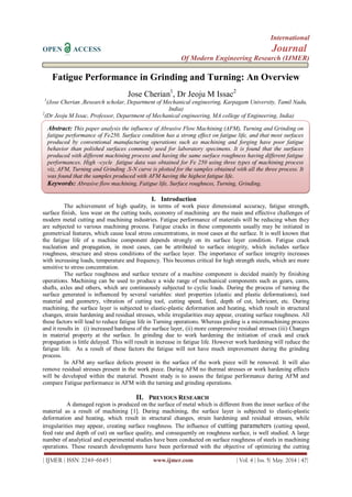 Fatigue Performance in Grinding and Turning: An Overview | PDF