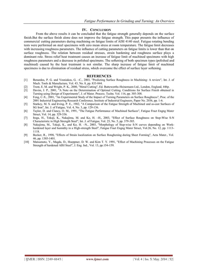 Fatigue Performance in Grinding and Turning: An Overview | PDF