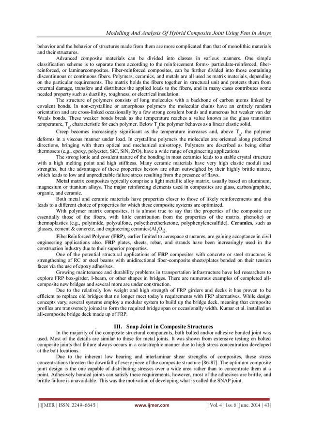 Modelling and Analysis of Hybrid Composite Joint Using Fem in ANSYS | PDF