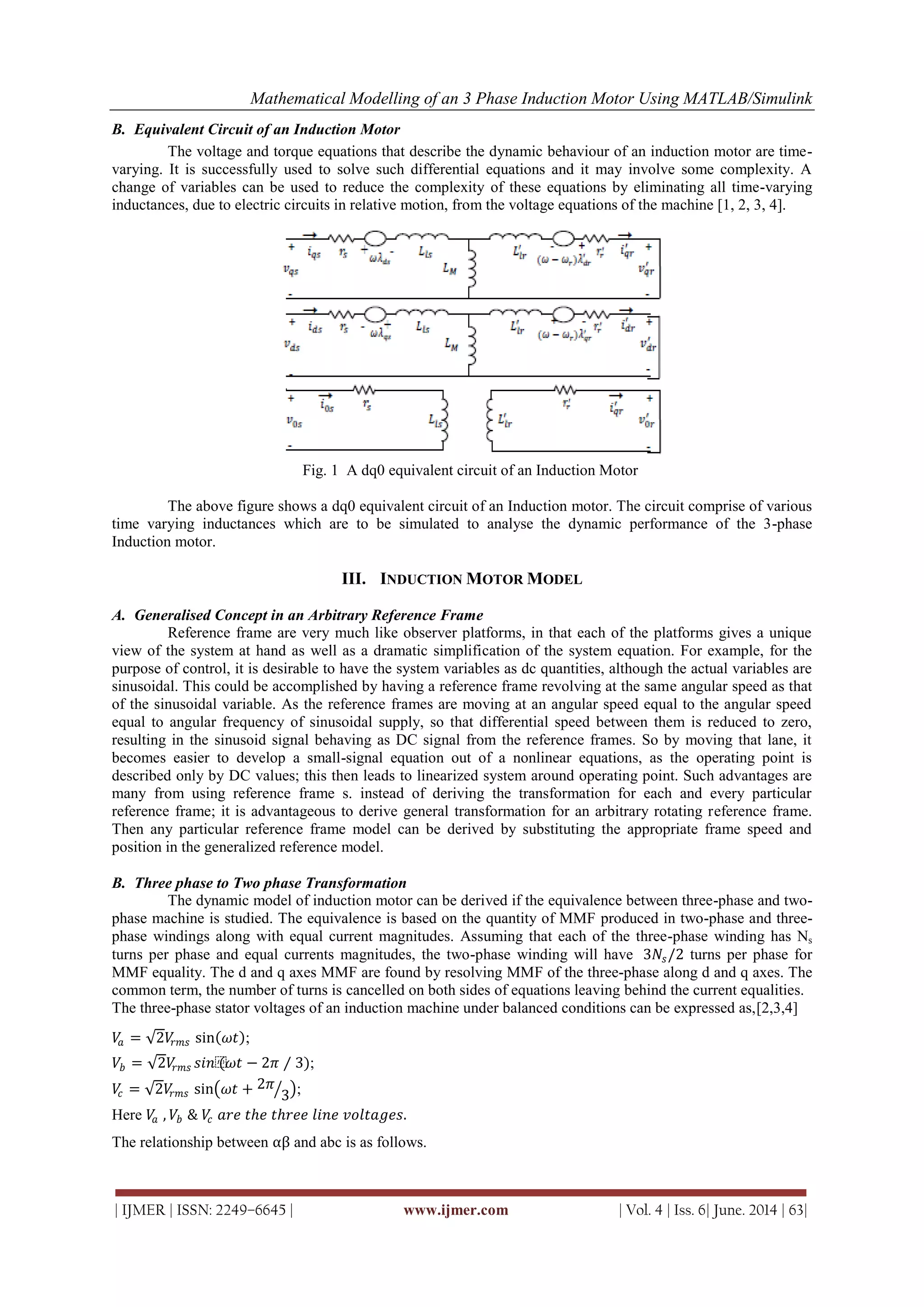 Mathematical Modelling of an 3 Phase Induction Motor Using MATLAB/Simulink | PDF