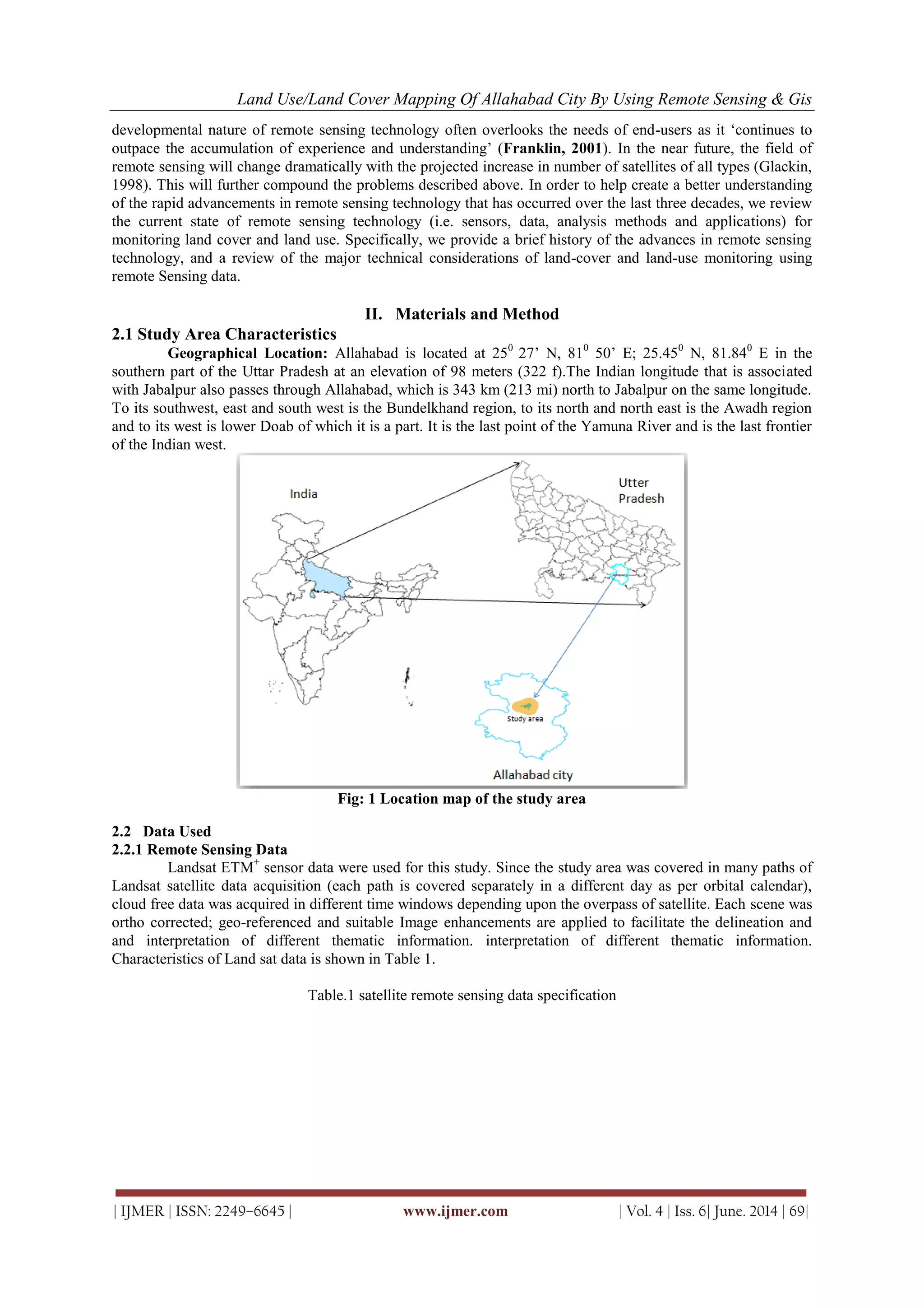 Land Use/Land Cover Mapping Of Allahabad City by Using Remote Sensing & GIS | PDF