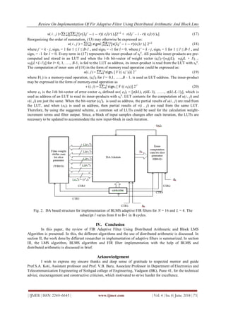 Review on Implementation of Fir Adaptive Filter Using Distributed Arithmatic and Block Lms ...