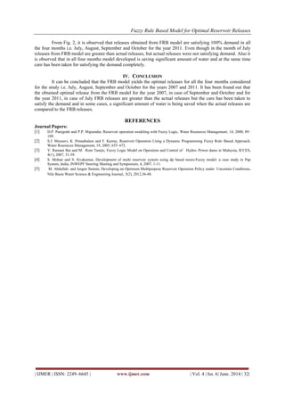 Fuzzy Rule Based Model for Optimal Reservoir Releases | PDF