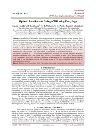 Optimal Location and Sizing of DG using Fuzzy logic | PDF