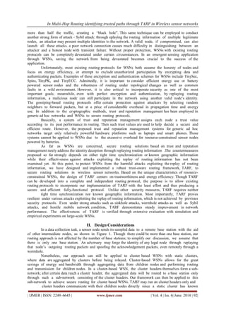 In Multi-Hop Routing identifying trusted paths through TARF in Wireless sensor networks | PDF