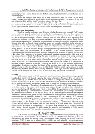 In Multi-Hop Routing identifying trusted paths through TARF in Wireless sensor networks | PDF