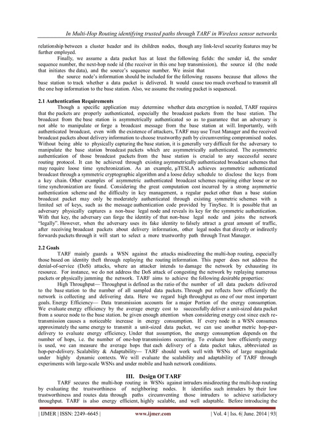 In Multi-Hop Routing identifying trusted paths through TARF in Wireless sensor networks | PDF
