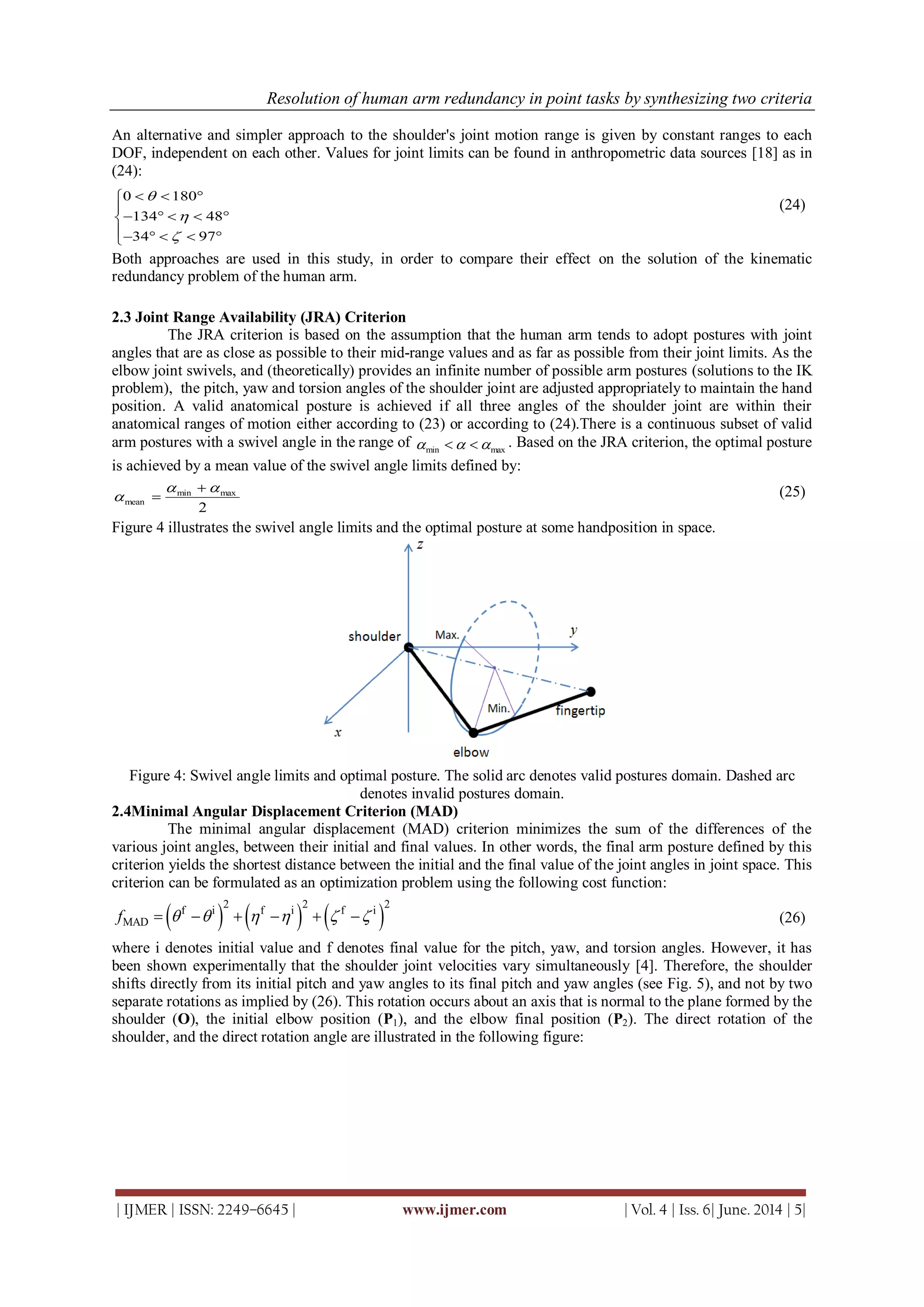 Resolution of human arm redundancy in point tasks by synthesizing two criteria | PDF | Robotics ...