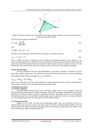 Resolution of human arm redundancy in point tasks by synthesizing two criteria | PDF | Robotics ...