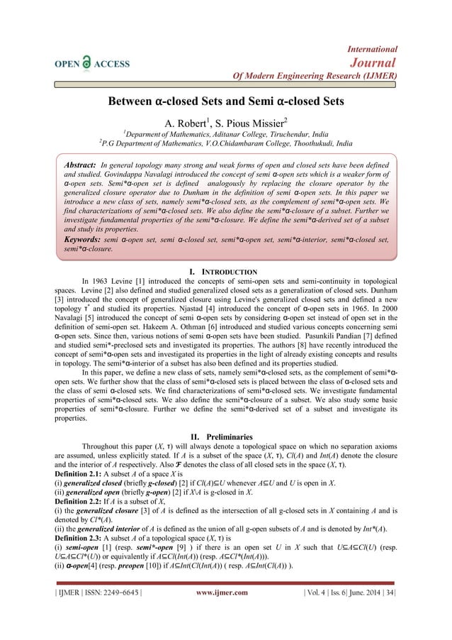 Between α-closed Sets and Semi α-closed Sets | PDF | Physics | Science