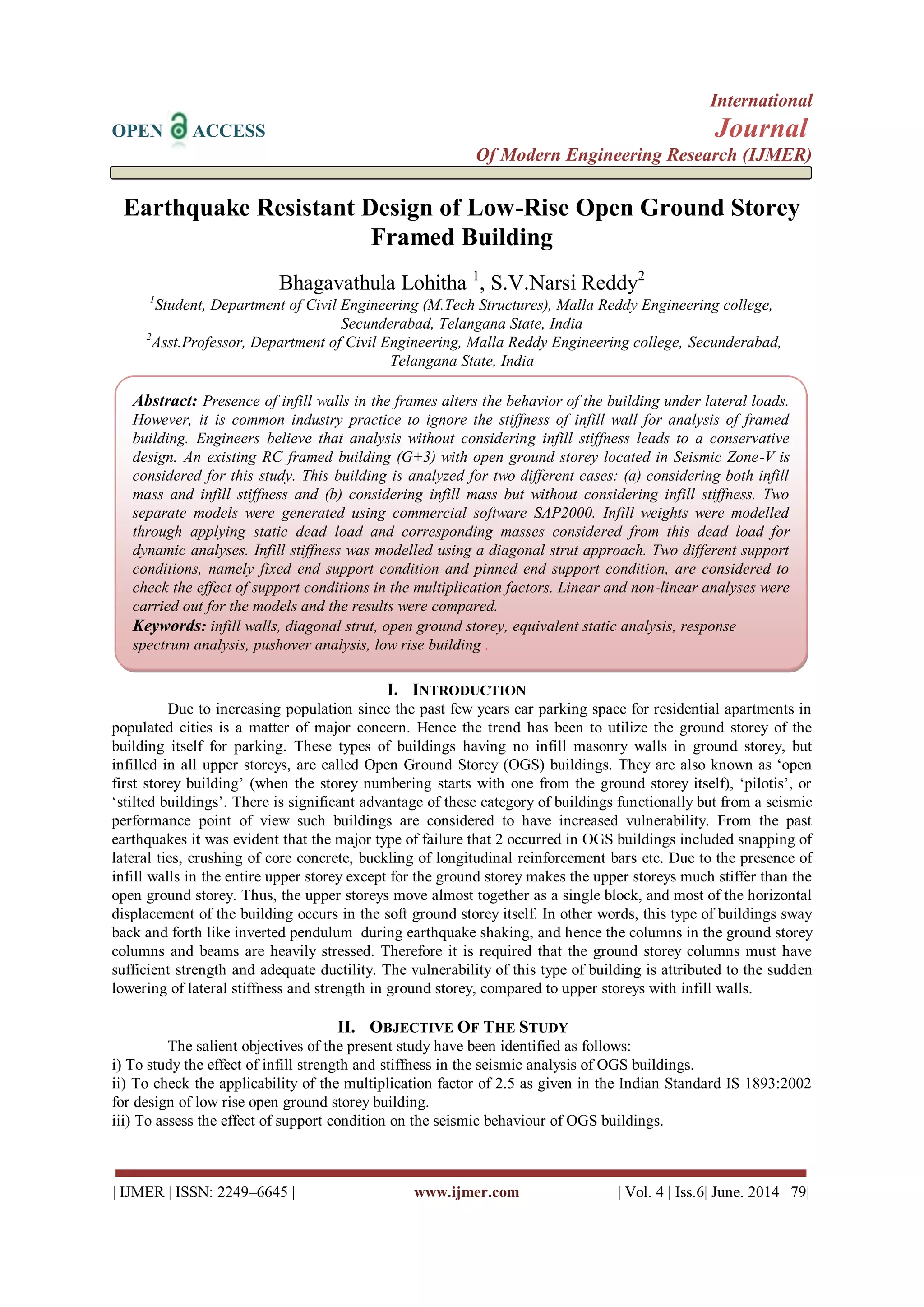 Earthquake Resistant Design of Low-Rise Open Ground Storey Framed ...
