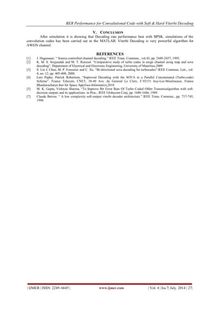 BER Performance for Convalutional Code with Soft & Hard Viterbi ...
