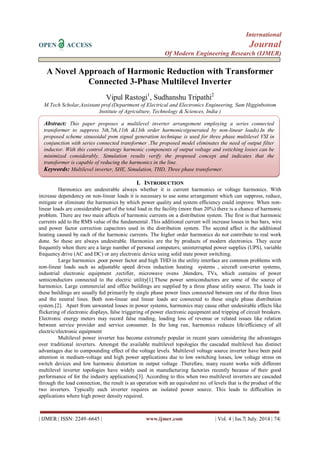 A Novel Approach of Harmonic Reduction with Transformer Connected 3-Phase Multilevel Inverter | PDF