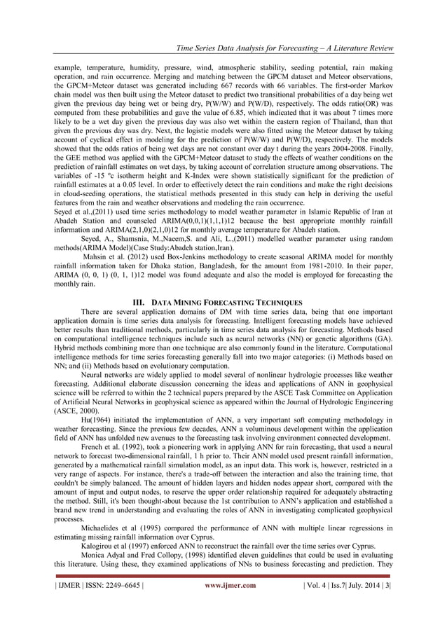 Time Series Data Analysis for Forecasting – A Literature Review | PDF