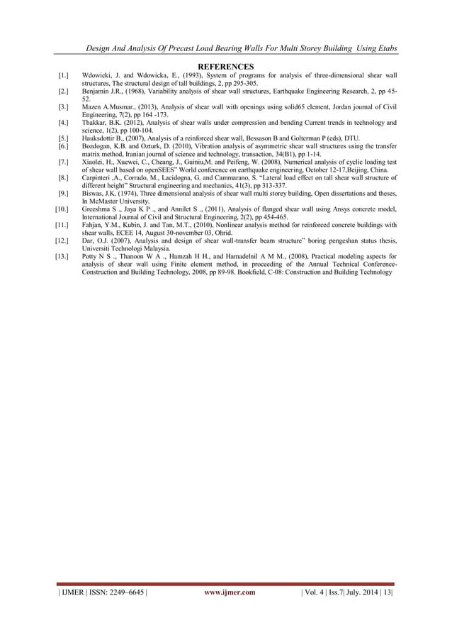 Design And Analysis Of Precast Load Bearing Walls For Multi Storey Building Using Etabs | PDF ...