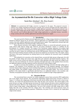 An Asymmetrical Dc-Dc Converter with a High Voltage Gain | PDF