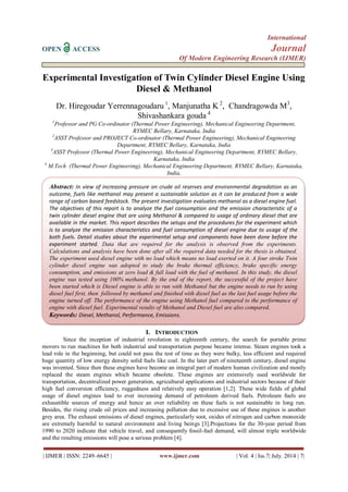 Experimental Investigation of Twin Cylinder Diesel Engine Using Diesel ...