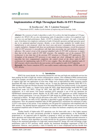 Implementation of High Throughput Radix-16 FFT Processor | PDF