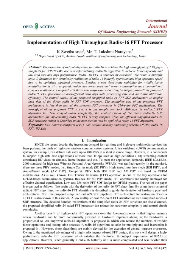 Implementation of High Throughput Radix-16 FFT Processor | PDF