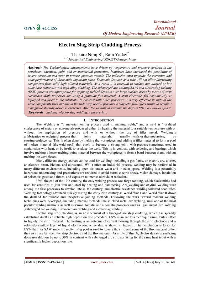 Electro Slag Strip Cladding Process | PDF