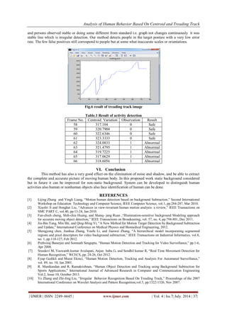 Analysis of Human Behavior Based On Centroid and Treading Track | PDF