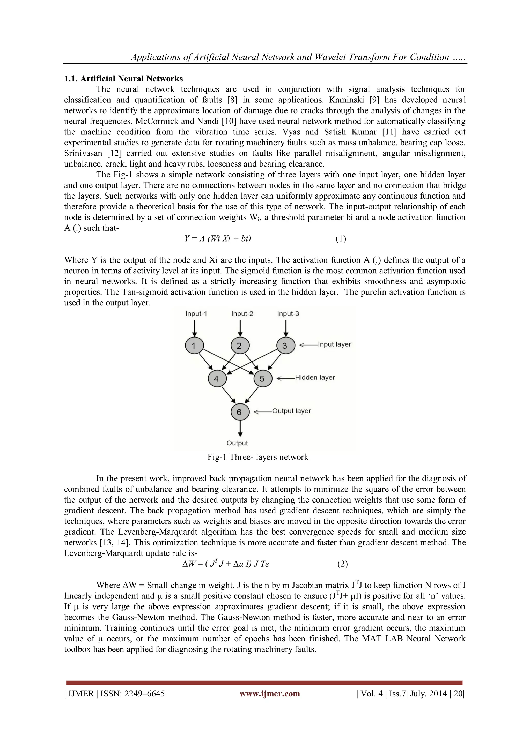 Applications of Artificial Neural Network and Wavelet Transform For Condition Monitoring of the ...