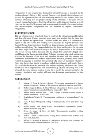 THERMOACOUSTIC REFRIGERATION SYSTEM SETUP | PDF