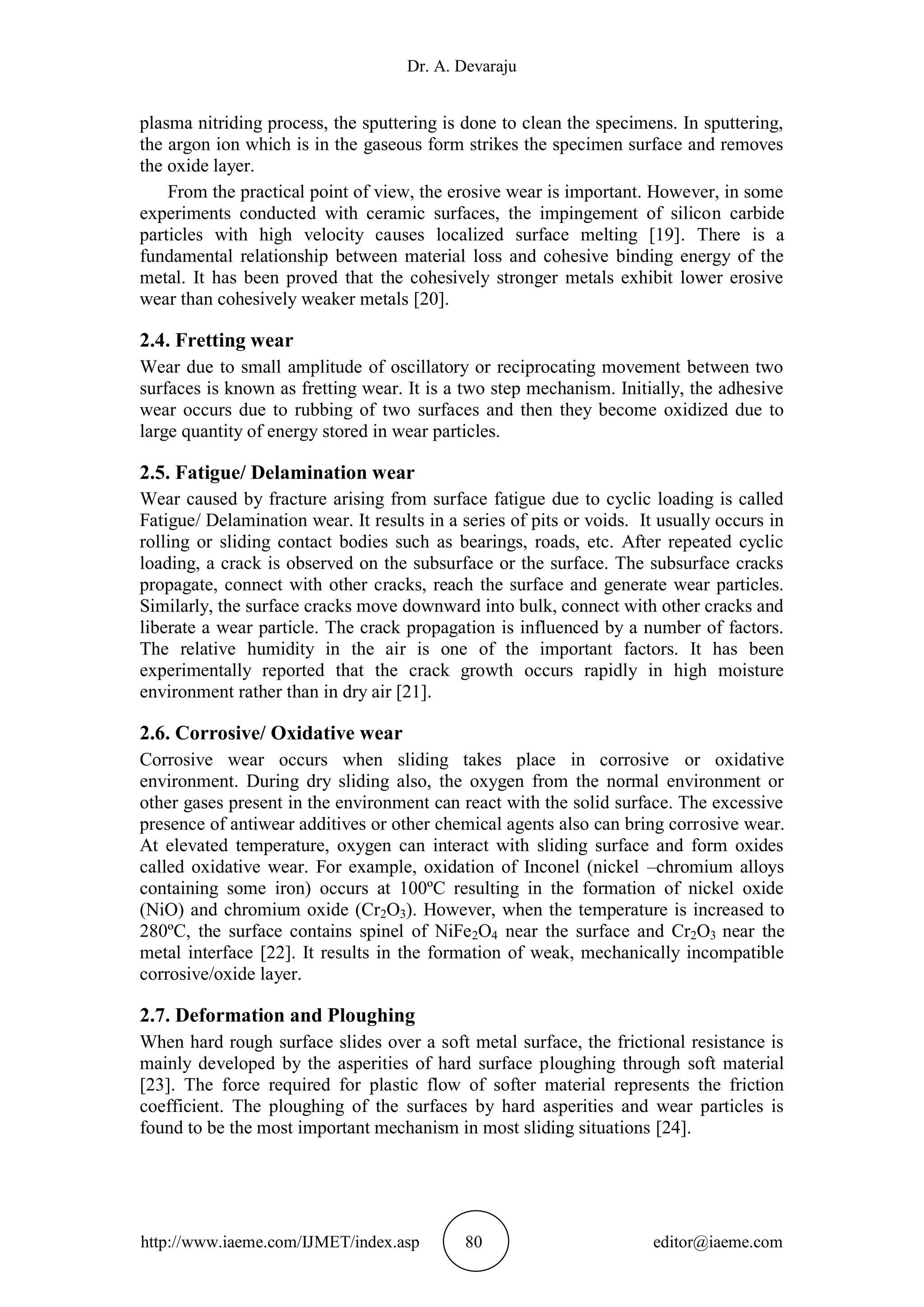 A CRITICAL REVIEW ON DIFFERENT TYPES OF WEAR OF MATERIALS | PDF