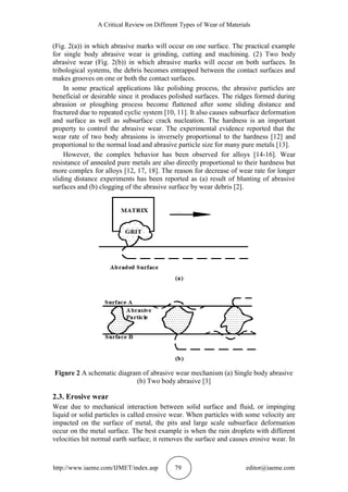 A CRITICAL REVIEW ON DIFFERENT TYPES OF WEAR OF MATERIALS | PDF