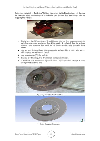 BRAKE DISC ANALYSIS WITH THE HELP OF ANSYS SOFTWARE | PDF