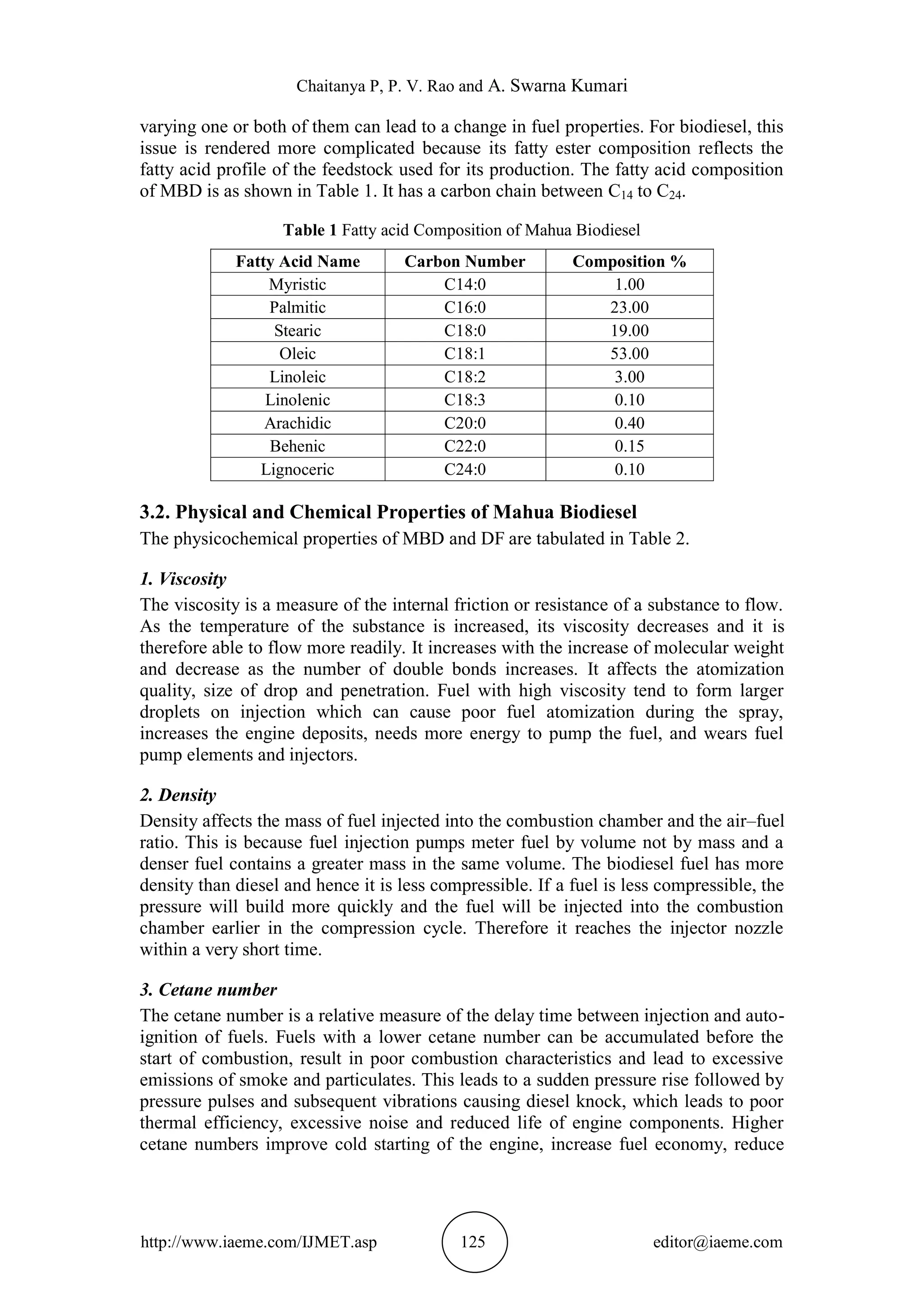 PERFORMANCE AND EMISSION CHARACTERISTICS OF MAHUA BIODIESEL IN A DI ...