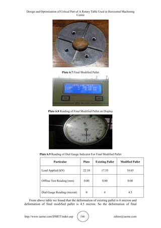DESIGN AND OPTIMIZATION OF CRITICAL PART OF A ROTARY TABLE USED IN ...
