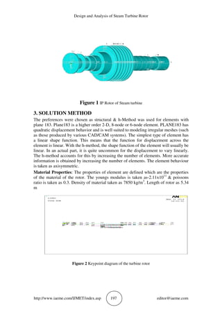 DESIGN AND ANALYSIS OF STEAM TURBINE ROTOR | PDF
