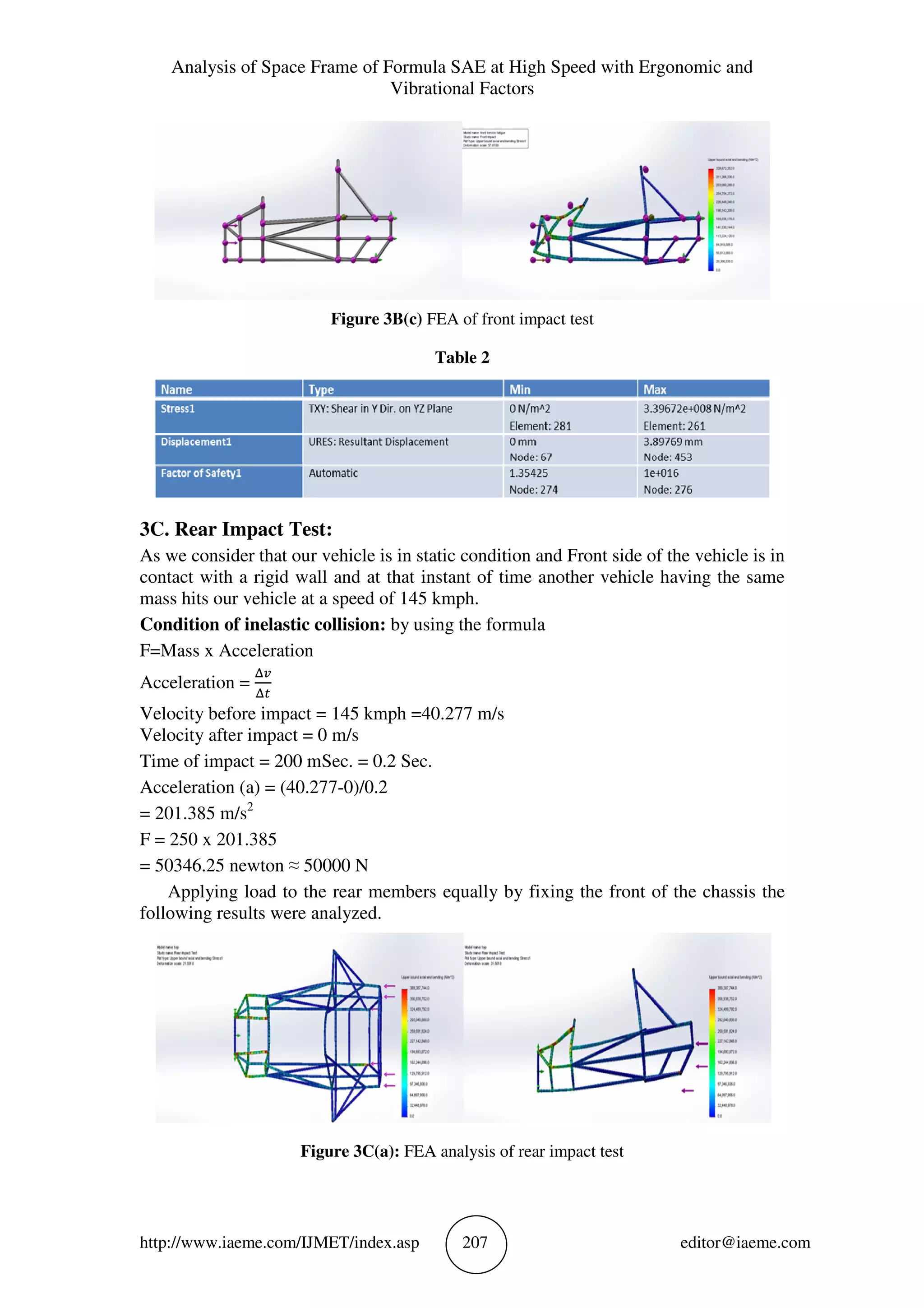 ANALYSIS OF SPACE FRAME OF FORMULA SAE AT HIGH SPEED WITH ERGONOMIC AND ...