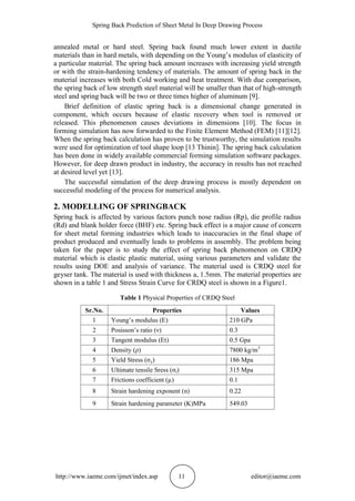 SPRING BACK PREDICTION OF SHEET METAL IN DEEP DRAWING PROCESS | PDF
