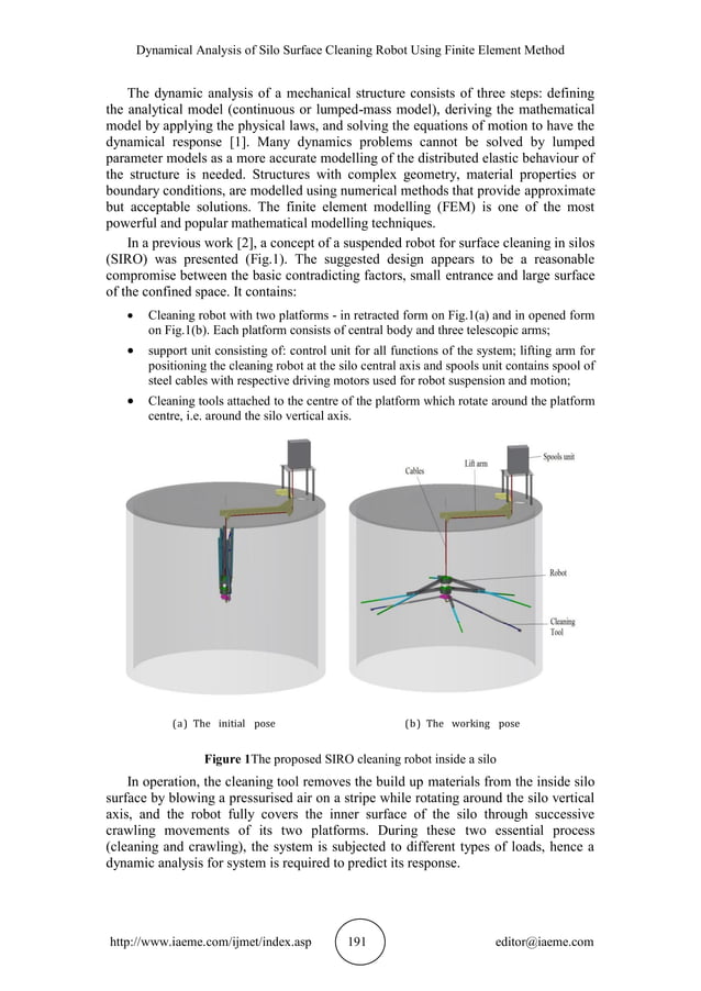 DYNAMICAL ANALYSIS OF SILO SURFACE CLEANING ROBOT USING FINITE ELEMENT ...