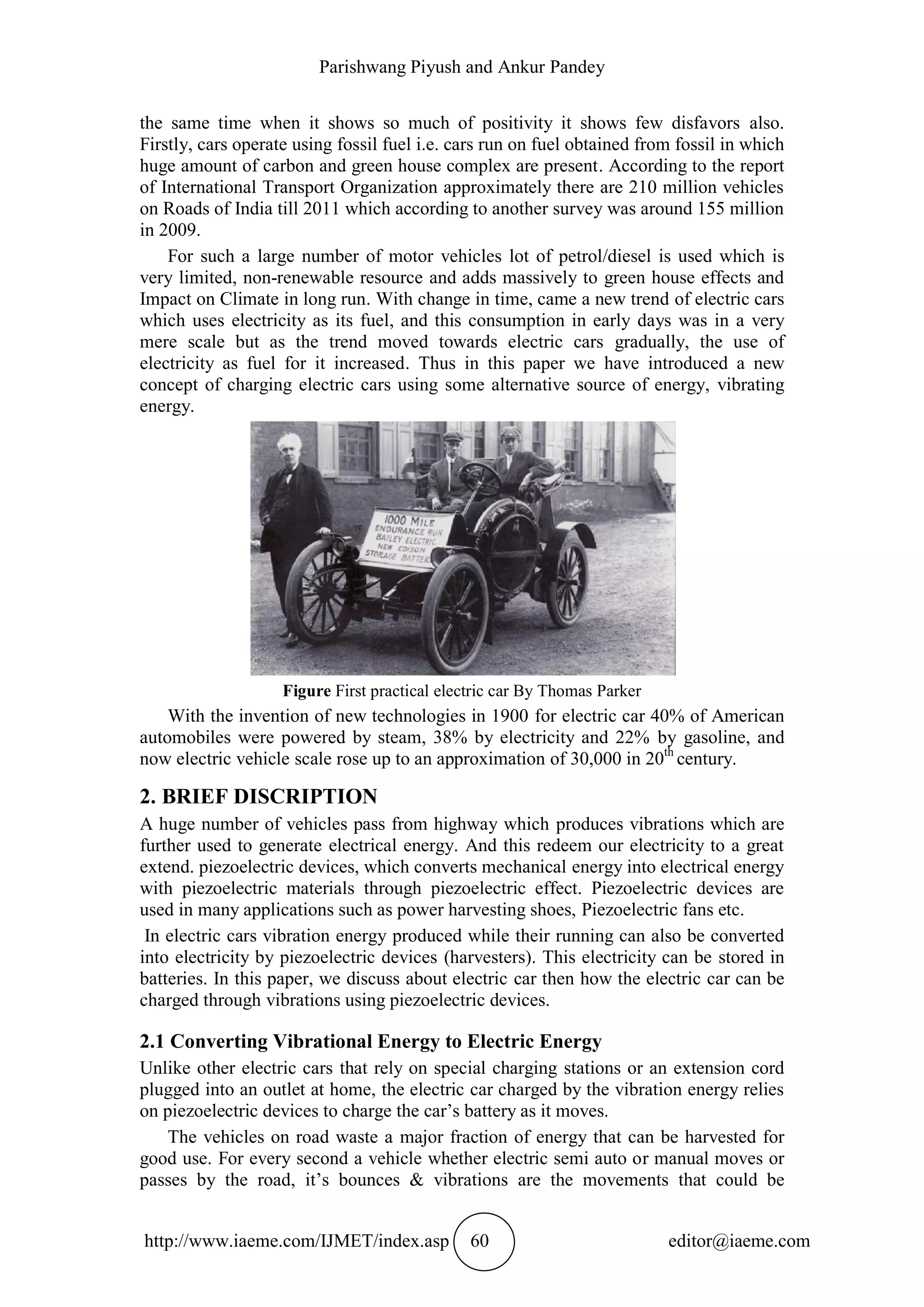 USE OF VIBRATION ENERGY FOR CHARGING ELECTRIC CAR | PDF