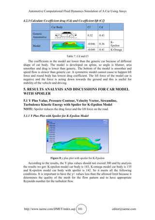 AUTOMOTIVE COMPUTATIONAL FLUID DYNAMICS SIMULATION OF A CAR USING ANSYS ...