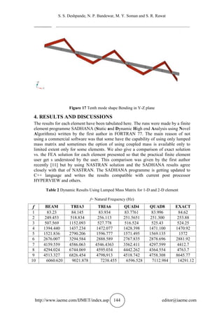 CONSISTENT AND LUMPED MASS MATRICES IN DYNAMICS AND THEIR IMPACT ON ...