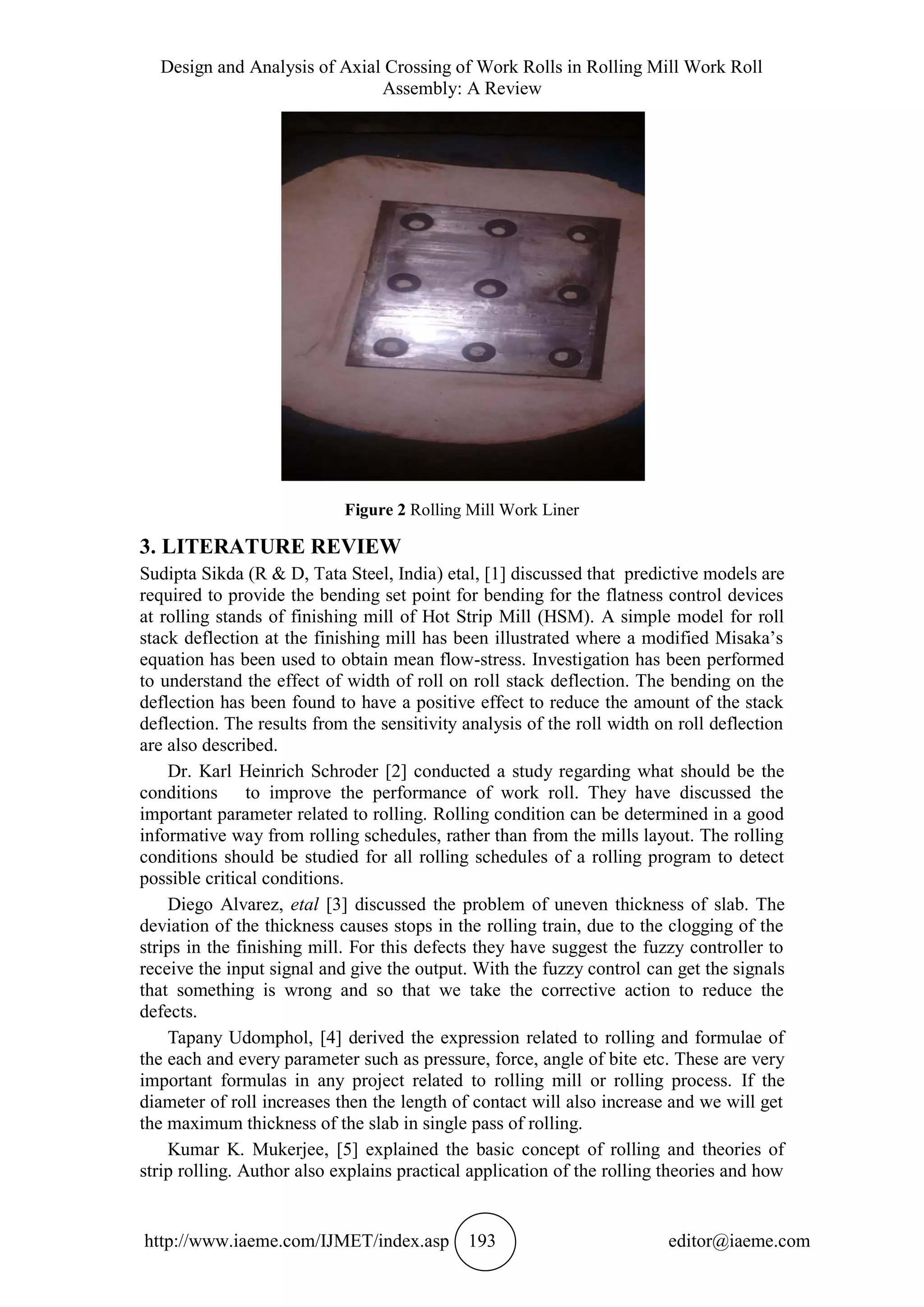 DESIGN AND ANALYSIS OF AXIAL CROSSING OF WORK ROLLS IN ROLLING MILL ...