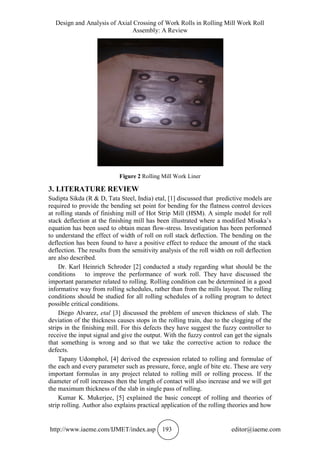 DESIGN AND ANALYSIS OF AXIAL CROSSING OF WORK ROLLS IN ROLLING MILL ...