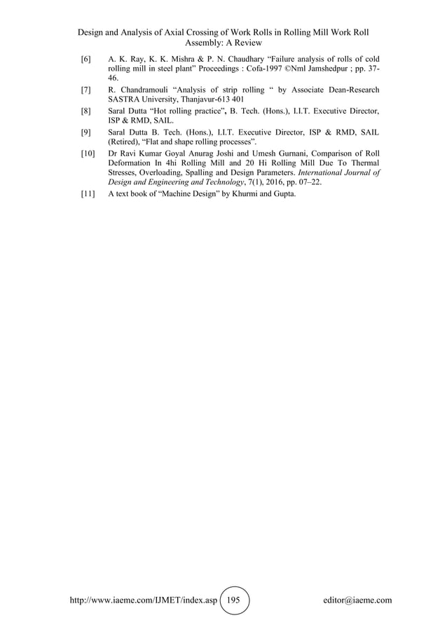 DESIGN AND ANALYSIS OF AXIAL CROSSING OF WORK ROLLS IN ROLLING MILL ...