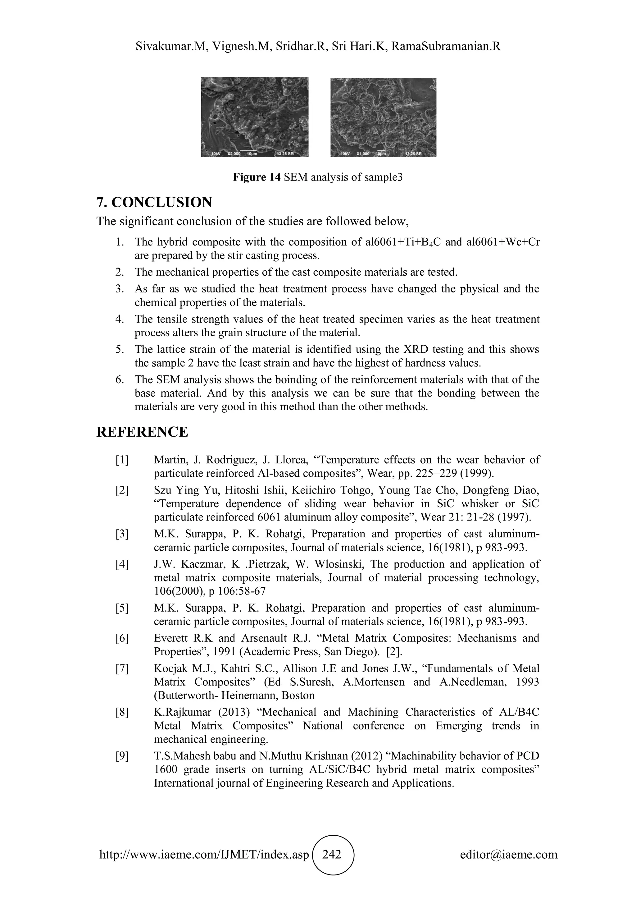 HEAT TREATMENT EFFECT ON MECHANICAL PROPERTIES AND SEM ANALYSIS OF AL6061/WC/B4C/TI/CR METAL ...