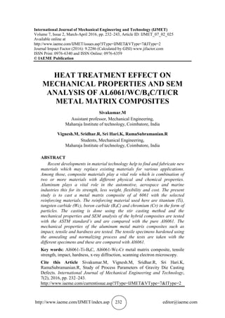 HEAT TREATMENT EFFECT ON MECHANICAL PROPERTIES AND SEM ANALYSIS OF AL6061/WC/B4C/TI/CR METAL ...