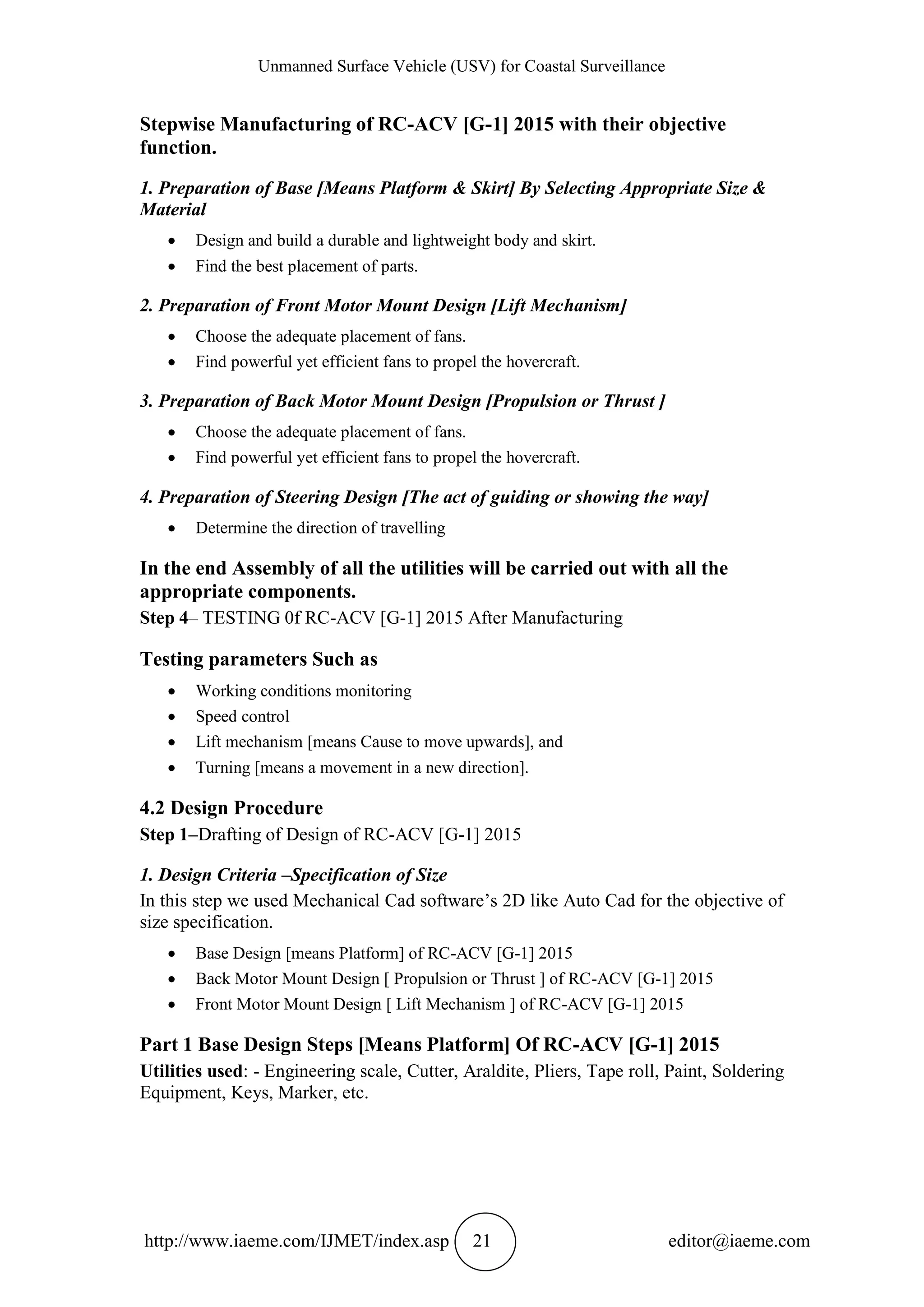 UNMANNED SURFACE VEHICLE (USV) FOR COASTAL SURVEILLANCE | PDF