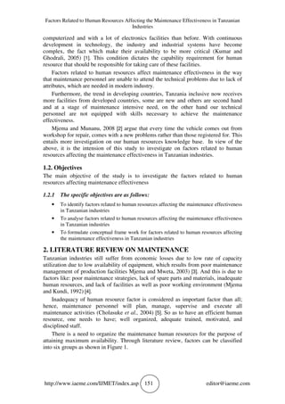 FACTORS RELATED TO HUMAN RESOURCES AFFECTING THE MAINTENANCE ...